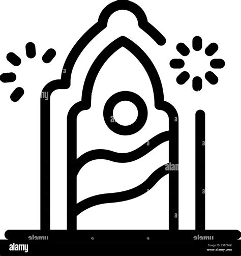 Line Art Vector Of A Rocket Launching From A Platform With Fireworks