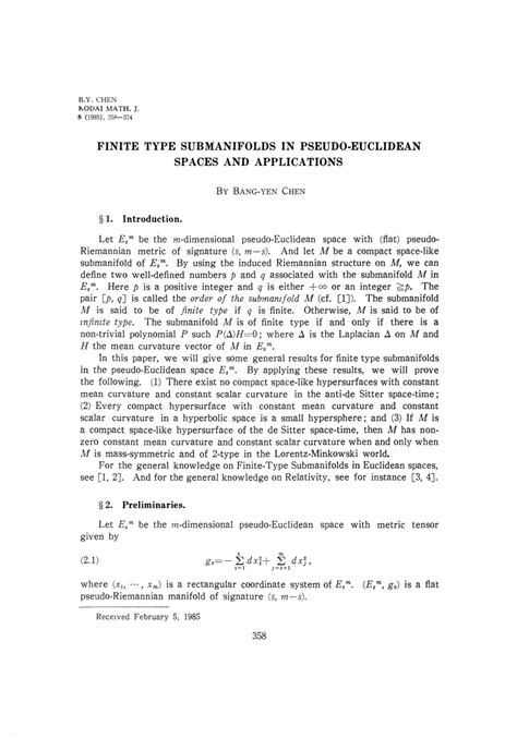 pdf finite type submanifolds in pseudo euclidean spaces and applications
