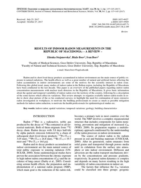 Results Of Indoor Radon Measurements In 2 Pdf