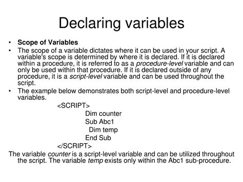 Ppt Mastering Variables In Vbscript Powerpoint Presentation Free