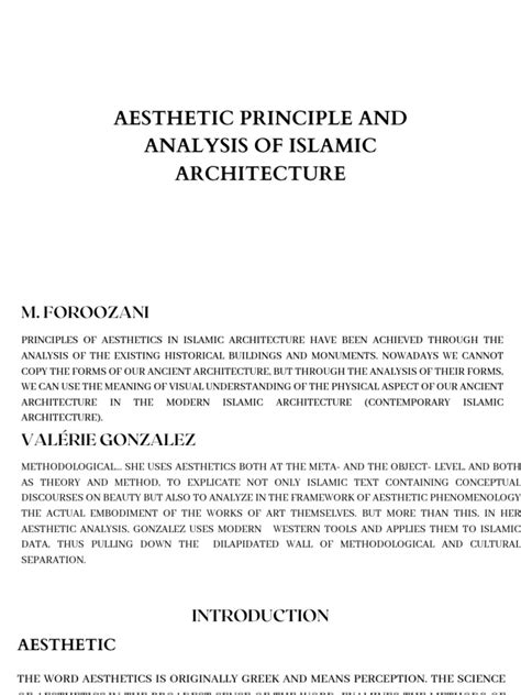 Aesthetic Principle And Analysis Of Islamic Architecture Pdf Aesthetics Symmetry