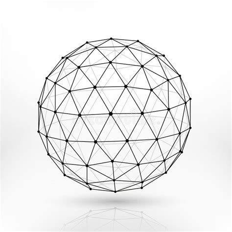 Wireframe Polygonal Vector Sphere Network Lines Abstract Fractal Design Stock Vector