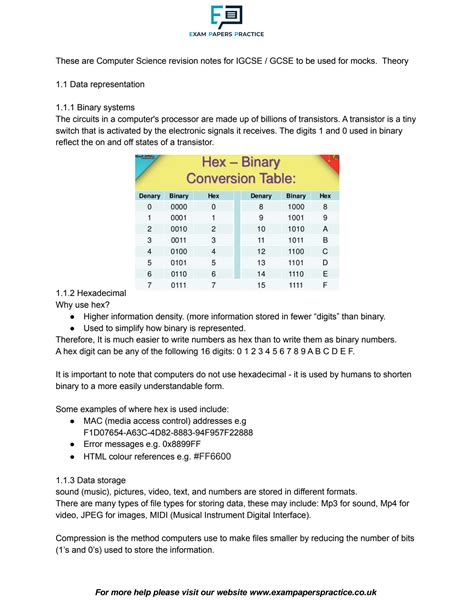 SOLUTION Computer Science Revision Notes Studypool