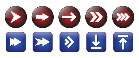 Arrows Vector Icon Set 3d Glossy Realistic Arrow Button Shiny Arrow Button Set On White