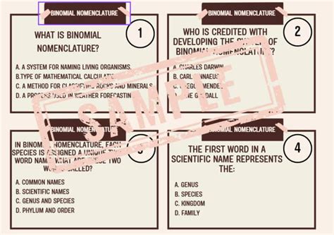 Binomial Nomenclature Task Cards With Answer Key By Middle School