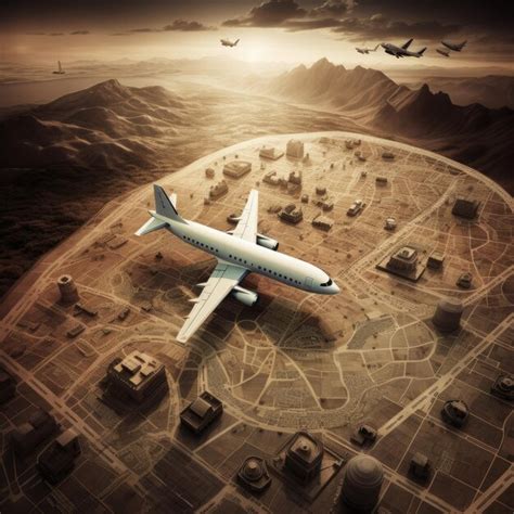 Premium Ai Image Airplane In The Sky Vintage Map And Compass