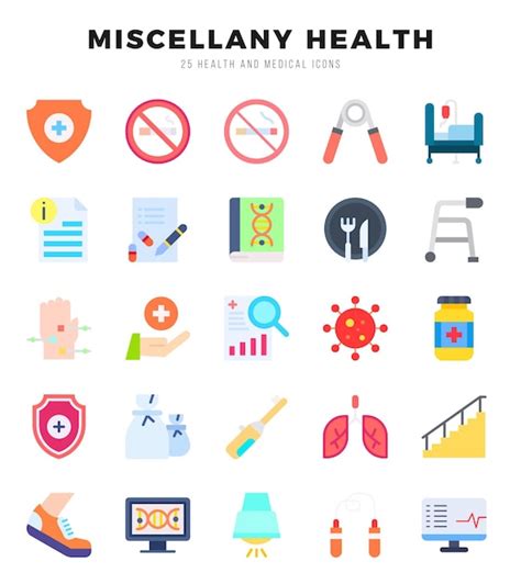 다양한 건강 아이콘 세트 터 일러스트레이션 프리미엄 벡터