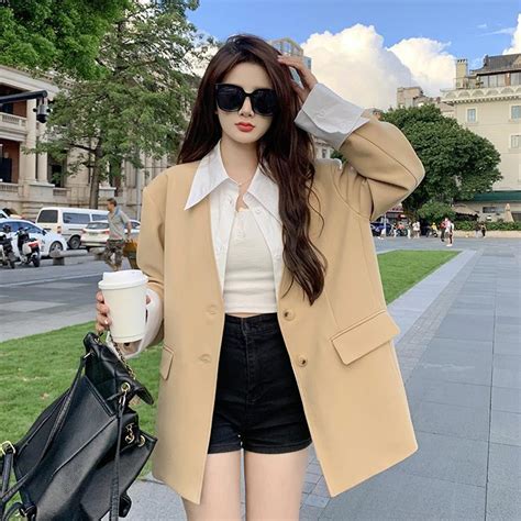 페이크 투피스자켓 오버사이즈 노카라 싱글버튼 셔츠 레이어드 가을 유니크 모던 폴로 카라 루즈핏 봄 가을 트렌디한 패셔너블 정장 자켓 수트 블레이저 코트 아우터 스트릿 캐주얼