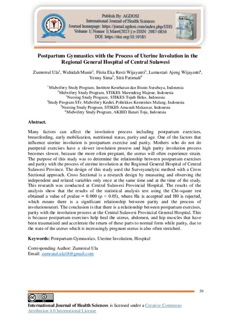 Pdf Postpartum Gymnastics With The Process Of Uterine Involution In The Regional General