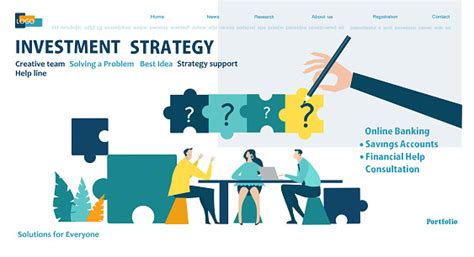 플랫 디자인 웹 사이트 또는 앱 페이지 템플릿 금융 서비스 은행 전략적 계획 개발 비즈니스 솔루션 컨설팅 시장 조사 팀워크 데이터 분석 지원 보안 개념에 대한 스톡 벡터