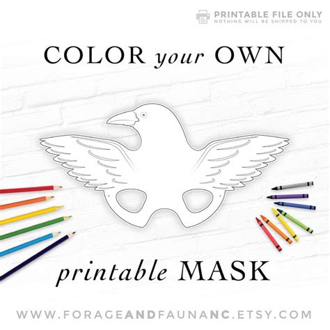 Coloring Fun Crow Raven Printable Mask Activity Black Bird Birthday