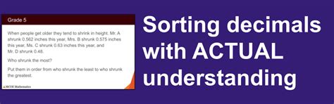 Sorting Decimals With Actual Understanding The Other Math