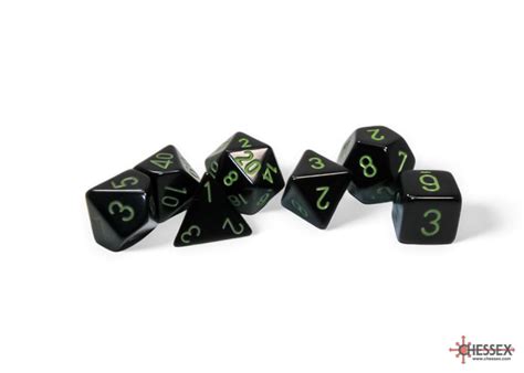 Chessex Opaque Blackgreen Polyhedral 7 Dice Set Common Ground Games