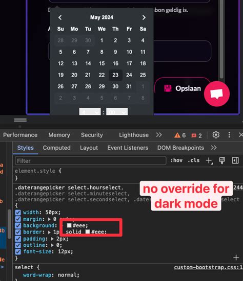 Dmx Date Picker Not Fully Dark Mode Compatible Bugs Wappler Community