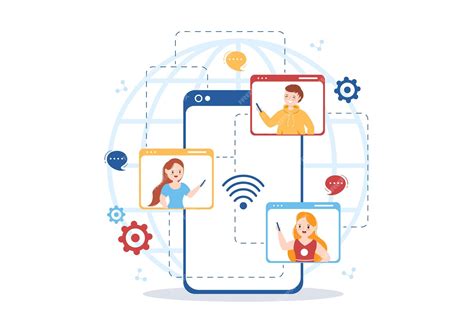 Premium Vector Intranet Internet Network Connection Technology In Template Hand Drawn Cartoon