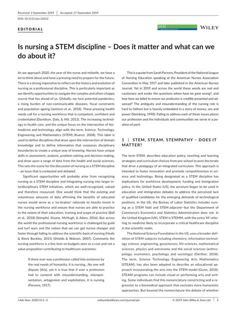 Is Nursing A Stem Discipline Does It Matter And What Can We Do About