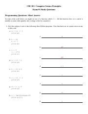 CSE101 Exam1 Study Questions Answers Pdf CSE 101 Computer Science