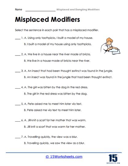 Dangling Modifiers Worksheets 15 Worksheets Library