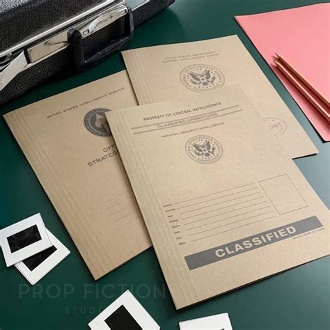 Movie Prop Secret Agent A4 Mission Report Files 3 X Cia Etsy Polska
