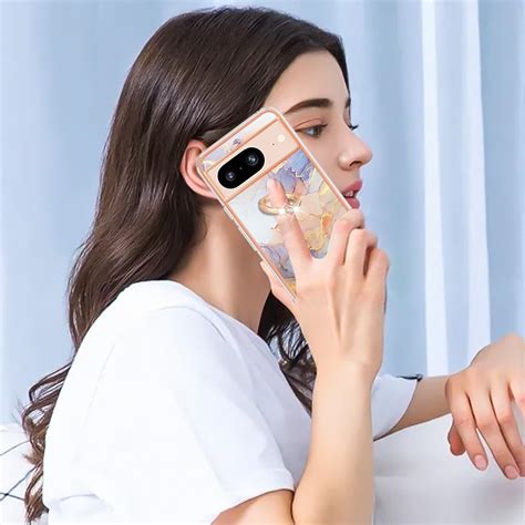 For Google Pixel Electroplating Imd Tpu Phone Case With Ring White Marble Alexnld Com