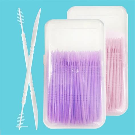 200pcs Box Case Plastic Toothpick With Minimal Brush Bristles For Teeth Gap Tooth Pick Dental