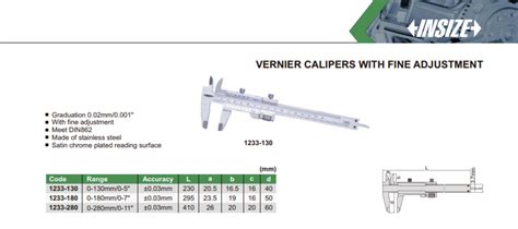 Vernier Calipers With Fine Adjustment Code 1233
