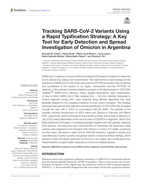 pdf tracking sars cov 2 variants using a rapid typification strategy a key tool for early