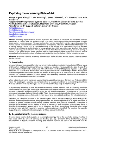 Pdf Exploring The E Learning State Of Art