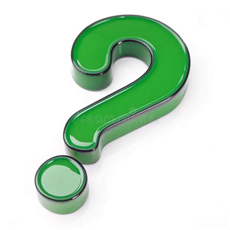 Green 3d Question Mark Icon Isolated On White Background Stock