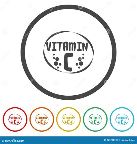 Vitamin C Icon Set Icons In Color Circle Buttons Stock Illustration