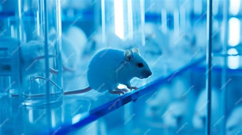 Laboratory Mice In The Experiment Test Blue Filter Generative Ai