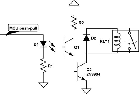 Microcontroller Driving A Relay With Transistor And Opto Isolator Electrical Engineering