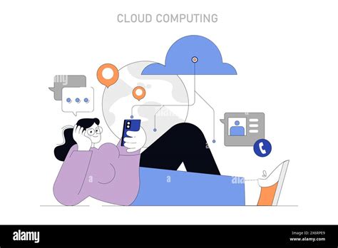 Cloud Computing Innovation Showcasing A Relaxed Remote Worker Effortlessly Accessing Data On A