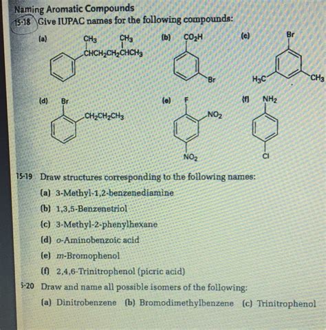 Solved Naming Aromatic Compounds Give Iupac Names For The