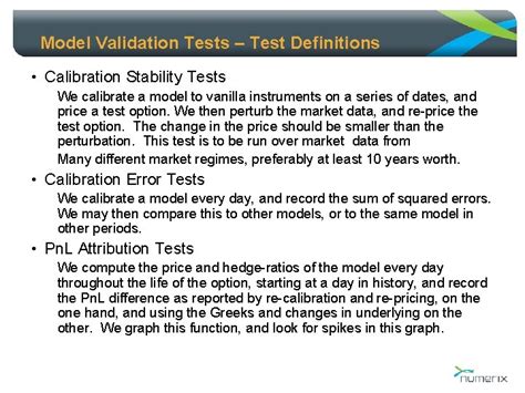 Model Validation For Derivative Pricing The First Line