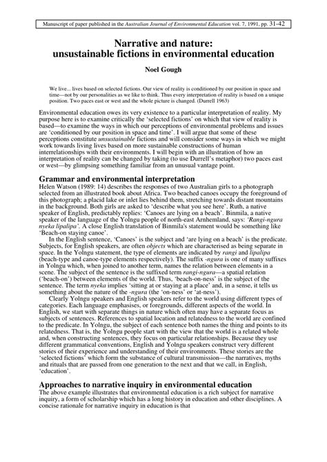 Pdf Narrative And Nature Unsustainable Fictions In Environmental Education
