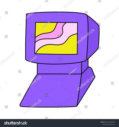 Purple Old Retro Computer Vector Nostalgic Stock Vector Royalty Free 2202307433 Shutterstock
