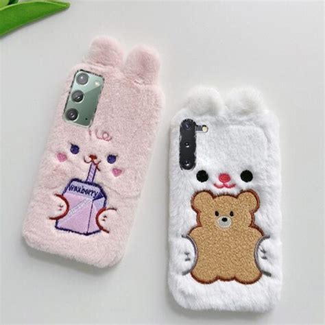 갤럭시 버디 A22 귀여운 토끼 털 퍼 곰인형 케이스 노트 10 20 9 S8 S9 에이블리