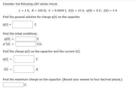 Solved Consider The Following LRC Series Circuit L 1 H R Chegg Com