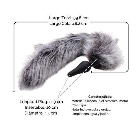 Plug Cola Orejas Lobo Gris Templazón Sex Shop