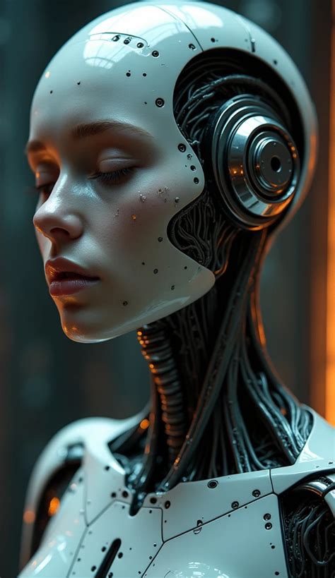 Ultra Detailed Portrait Of A Female Android With Metallic Skin And