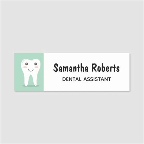 Happy Tooth Dental Assistant Name Tag Zazzle