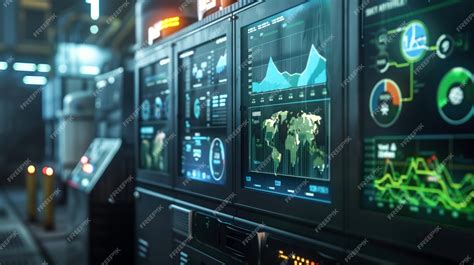 Led Screens Displaying Global Data Visualizations And Innovative Analytics Premium Ai