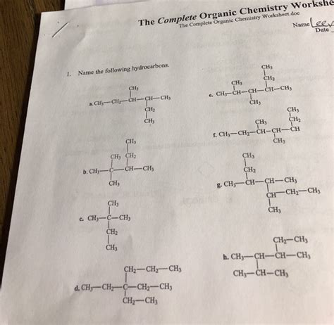 Solved The Complete Organic Chemistry Workshe The Complete