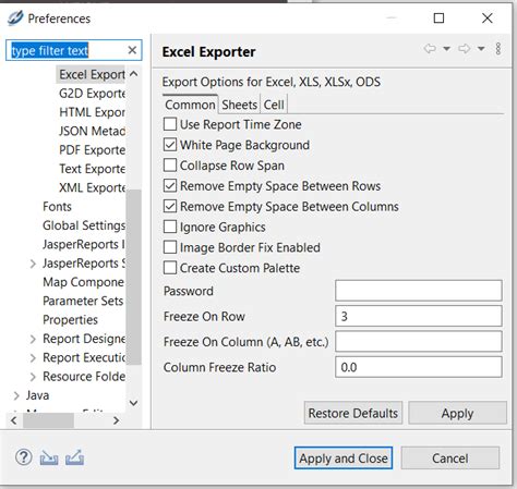 Excel Export Settings How To Jaspersoft Community