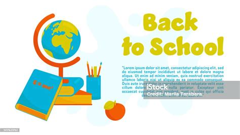 학교 벡터 배너로 돌아 가기 책 글로브 추상 스팟 배경에 애플 소셜 미디어 인쇄물 등에 적합합니다 0명에 대한 스톡 벡터 아트