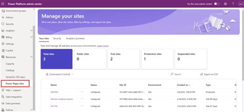Open The Your Sites Section And Select Governance Controls And Select