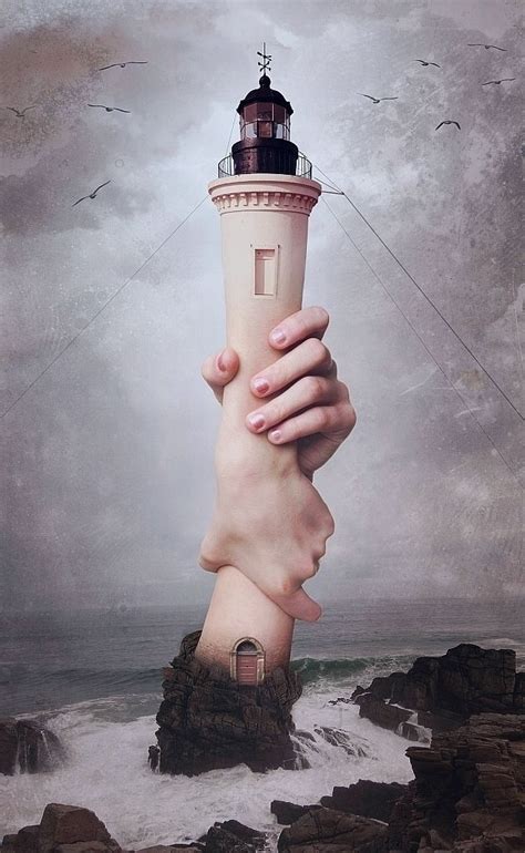 Juxtaposition Art Surrealism Lighthouse Imagery Surrealism Hand