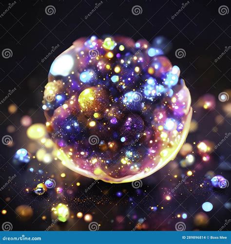 3d Render Of A Sphere With Glowing Particles In Space Abstract Background Generative Ai Stock
