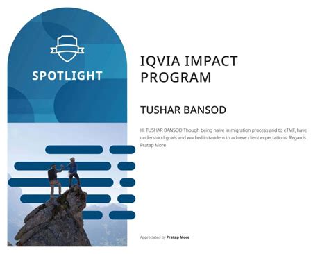 Tushar Bansod On Linkedin Iqvia Iqvia Iqviaimpactprogram Appreciation Award